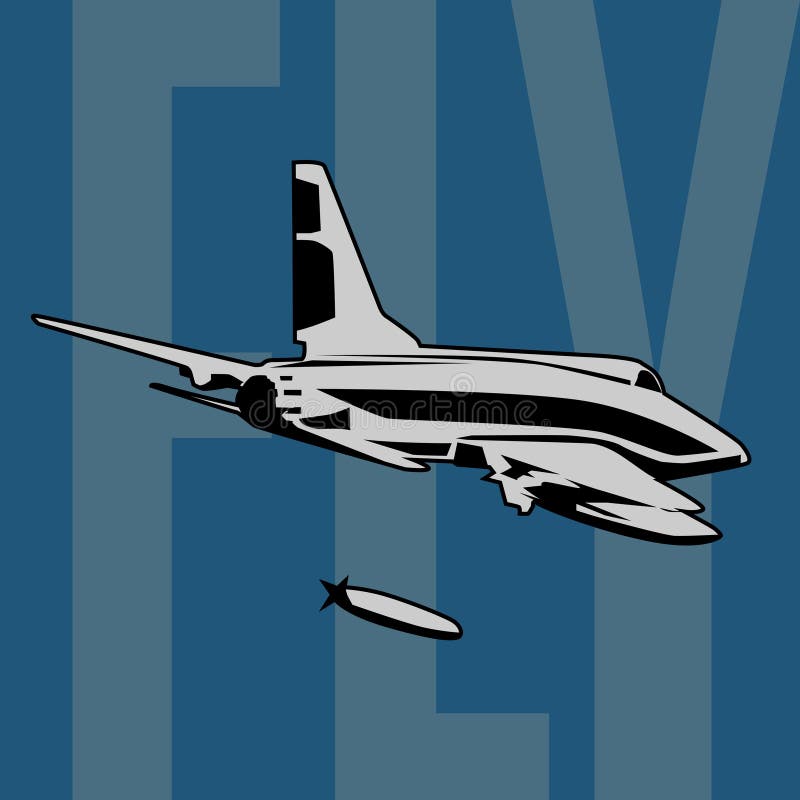 Fighter Jet Fighter Aircraft in Flight. Vector Illustration in Flat ...