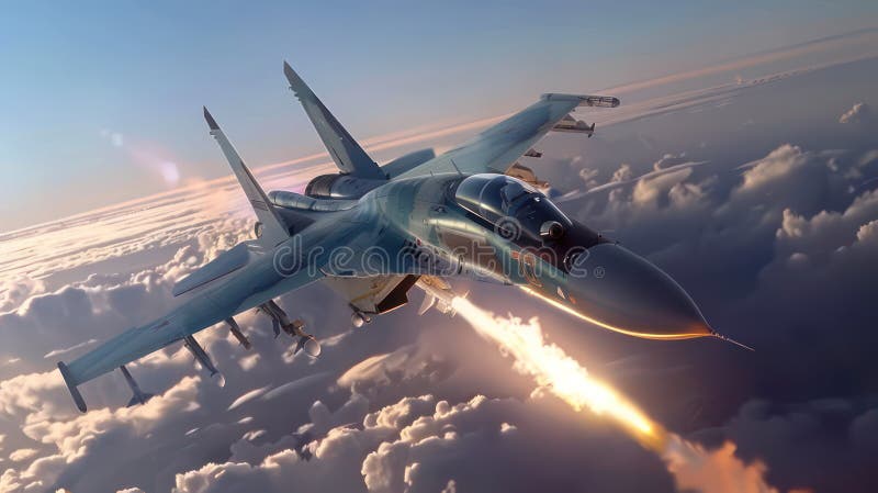 Fighter Jet Firing a Rocket Created with Generative AI. Modern Army ...