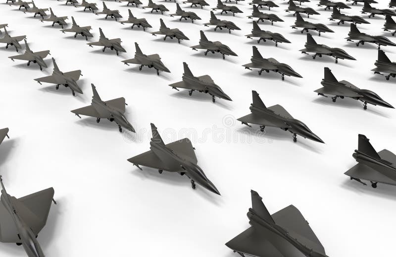 Fighter Jet Fleet on Ground Illustration Stock Illustration ...