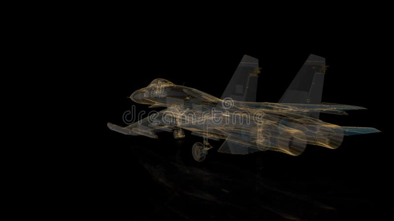 Fighter Jet in Flight from Abstract Polygonal Line. Low Poly Fighter in ...
