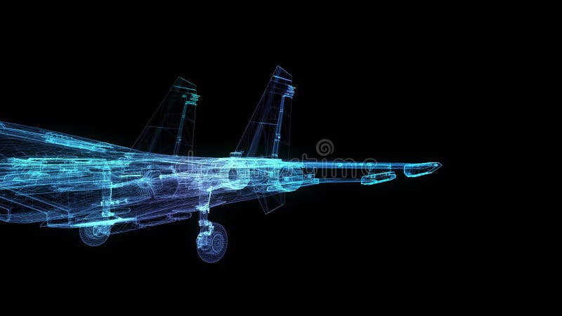 Fighter Jet in Flight from Abstract Polygonal Line. Low Poly Fighter in ...