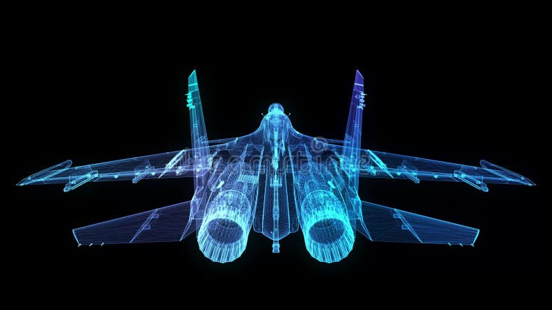 Fighter Jet in Flight from Abstract Polygonal Line. Low Poly Fighter in ...