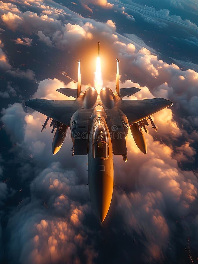 A Fighter Jet Flying through the Clouds Stock Image - Image of airplane ...