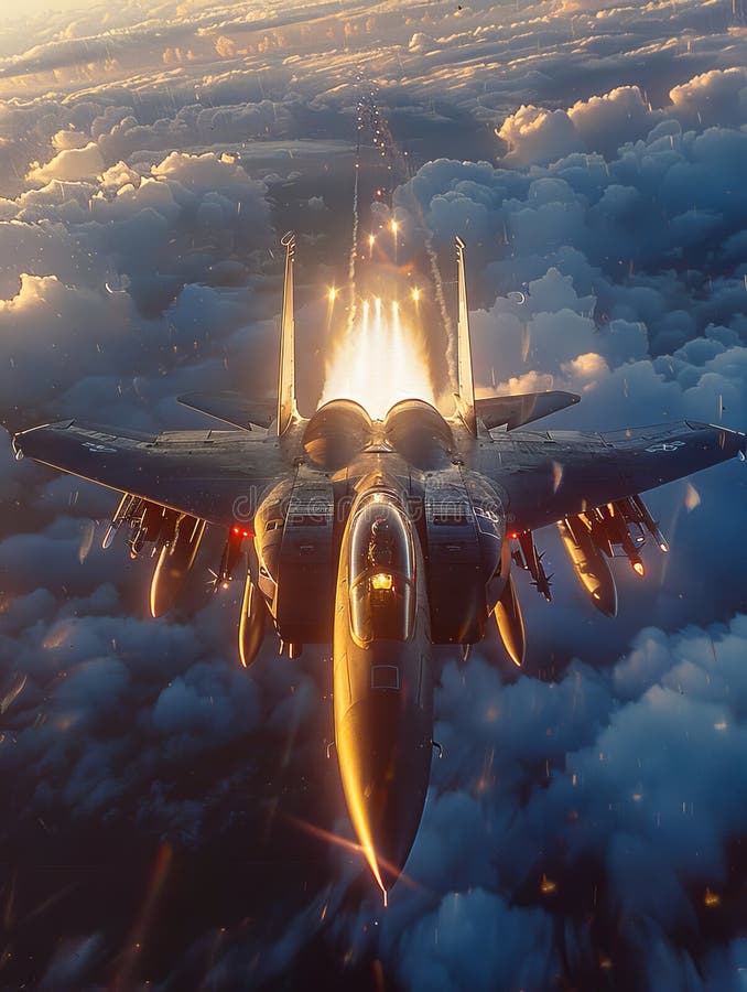 A Fighter Jet Flying through the Clouds Stock Photo - Image of cloudy ...