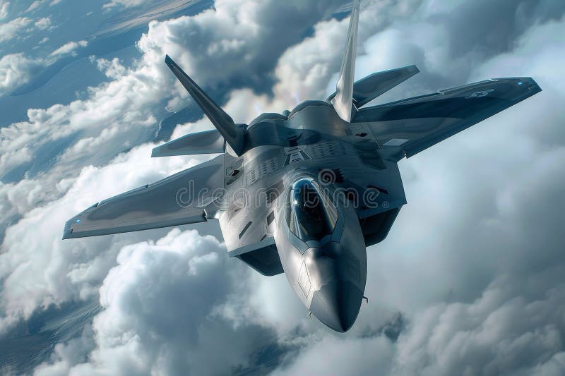 A Fighter Jet Flying High Above the Clouds, Demonstrating Its ...