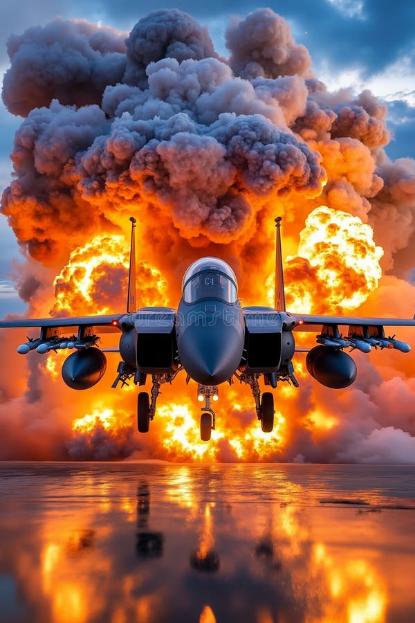 Fighter Jet Flying Air Large Explosion Background Stock Photos - Free ...