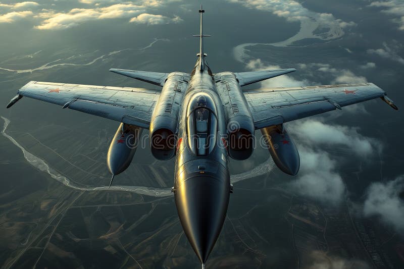 Fighter Jet Flying Over Landscape Stock Photo - Image of aircraft ...