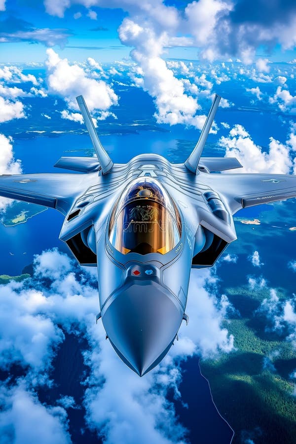 A Fighter Jet Flying through the Sky Above the Clouds Stock Photo ...