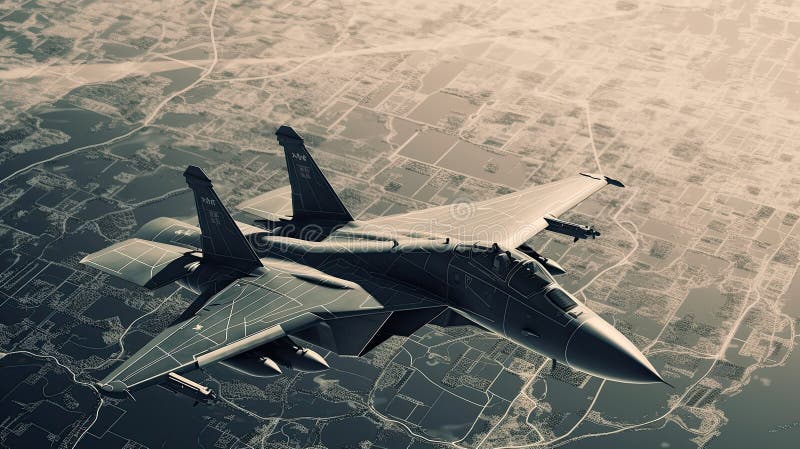 A Fighter Jet is Flying in the Sky on China Usa Map Stock Illustration ...