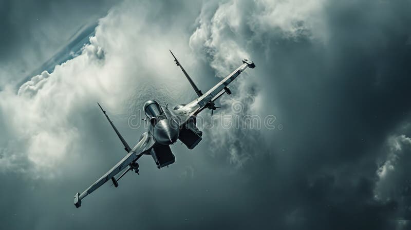 Fighter Jet Flying through Storm Clouds Towards the Camera Stock Image ...