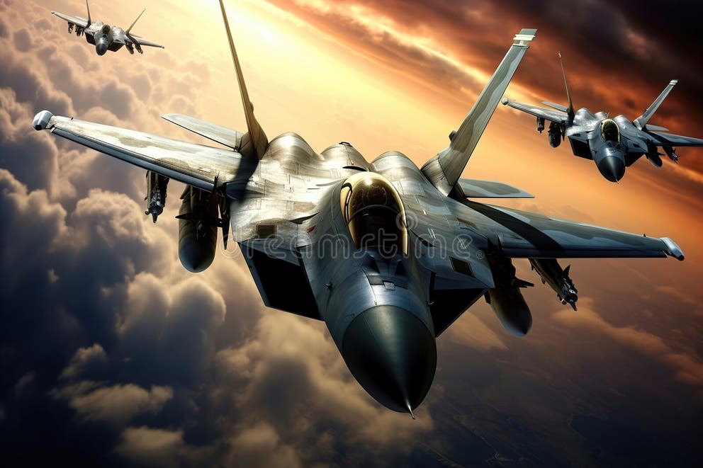 Fighter Jet Formation on Aerial Combat, Generated by AI Stock ...