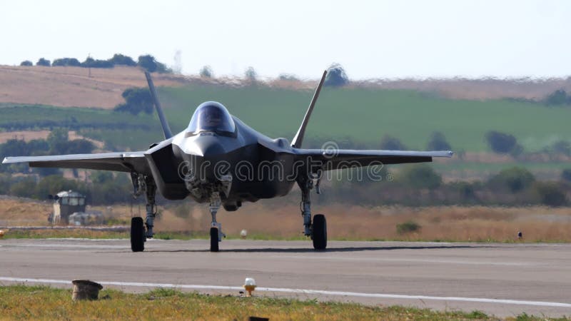 Fighter Jet Front View on Runway Copy Space Editorial Stock Photo ...