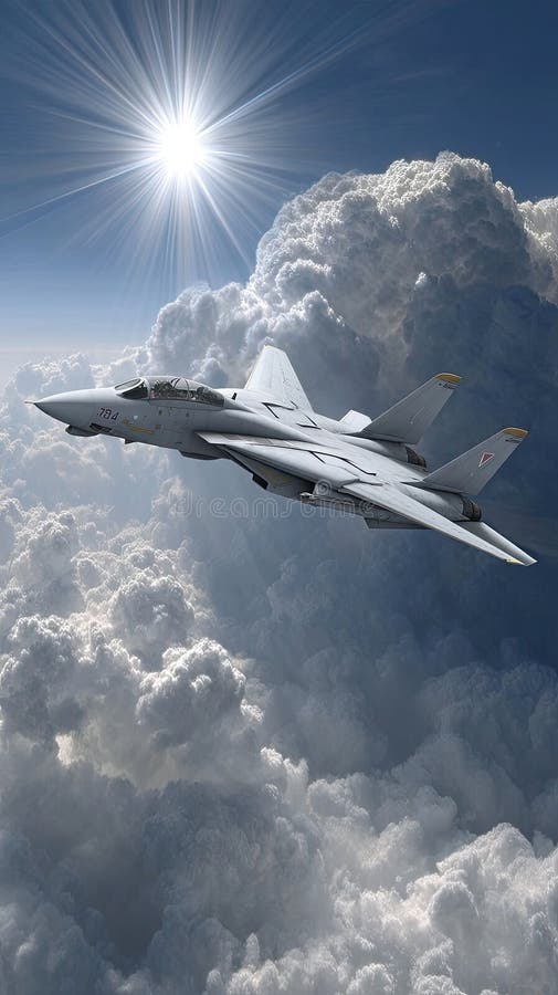 Fighter Jet Glides through the Night Sky, Illuminated by Moonlight ...