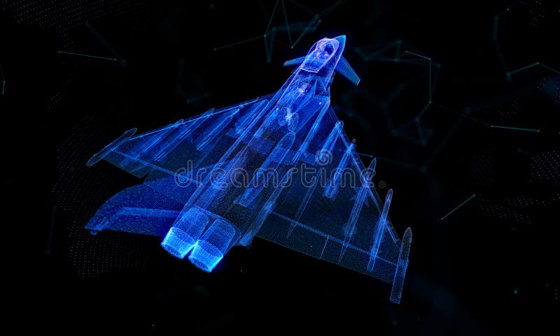 Fighter Jet. Glow Particles Airplane. Virtual Air Plane Stock ...