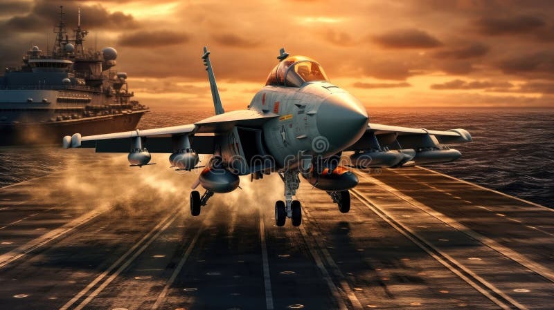 Fighter Jet Fighter, Fighter Jets are Taking Off from an Aircraft ... Fighter Jet Fighter, Fighter Jets are Taking Off from an Aircraft ...