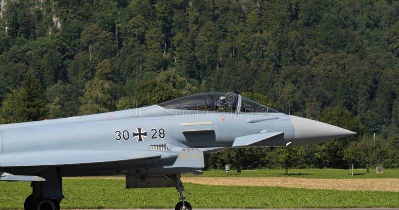 Fighter Jet Landing with Brake Parachute in Mountain Air Base. Copy ...