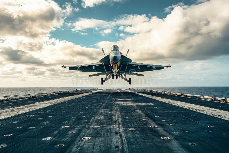 Fighter Jet Launches into the Sky from Aircraft Carrier Deck with ...