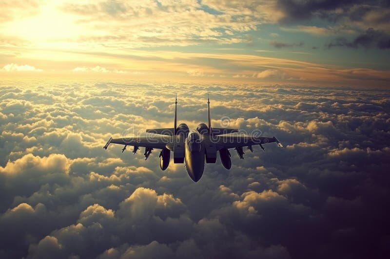 Fighter Jet Over Clouds stock image. Image of cockpit - 376249691