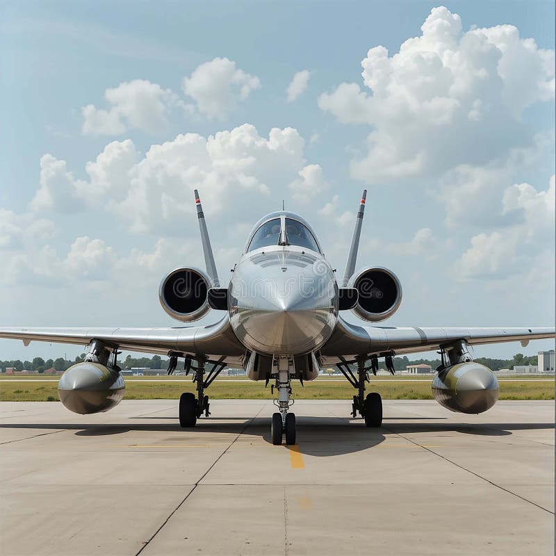 Fighter Jet Parked on Runway Under Clear Blue Sky Stock Photo - Image ...