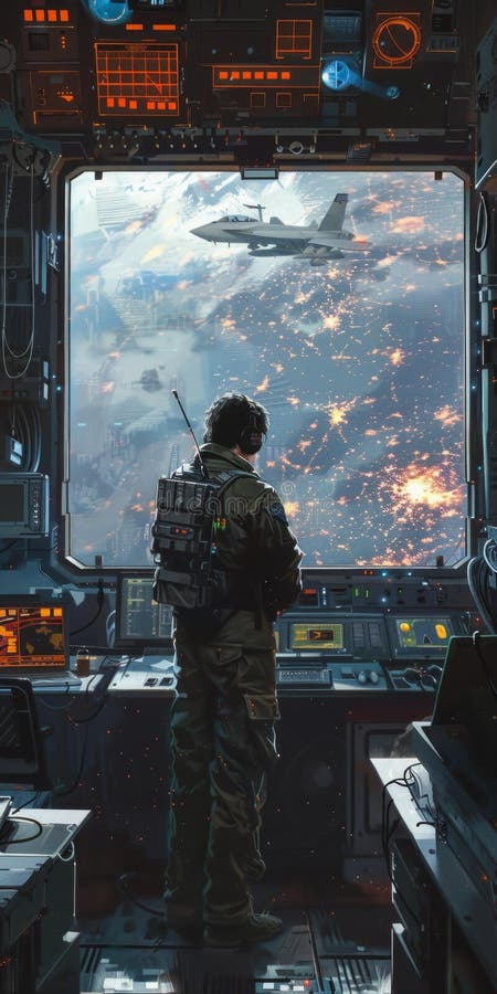 Fighter Jet Pilot in Cockpit Generated Using AI. Stock Illustration ...