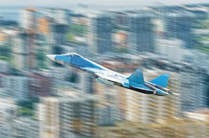 Fighter Jet Plane Over the City at High Speed Stock Photo - Image of ...
