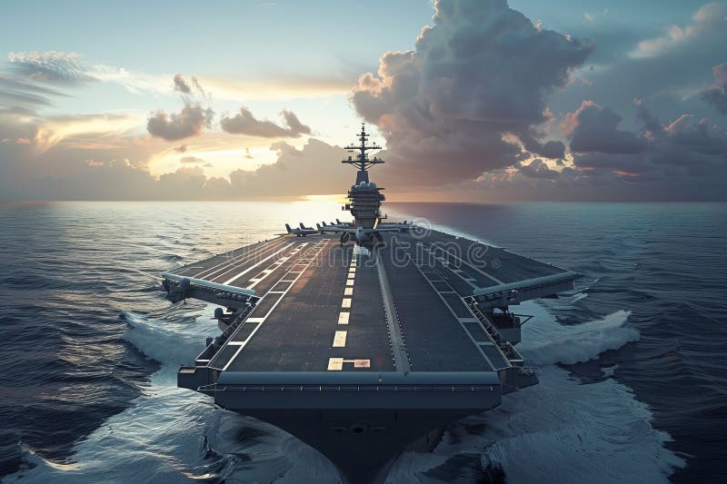 Fighter Jet on the Runway of an Aircraft Carrier in the Open Ocean ...