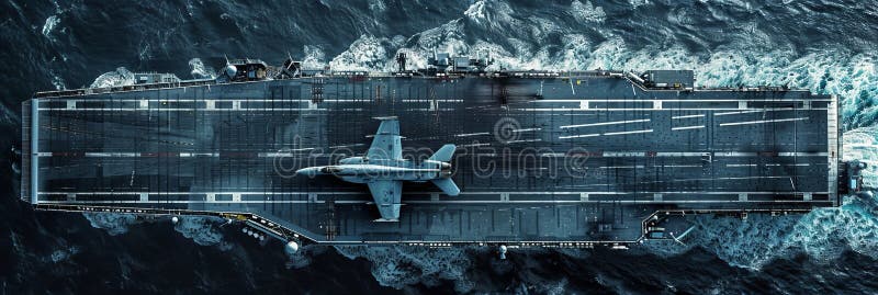 Fighter Jet on the Runway of an Aircraft Carrier in the Open Ocean ...