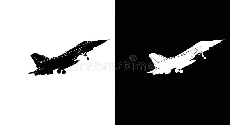 Fighter Jet Silhouette Vector Set for Takeoff or Landing Stock ...