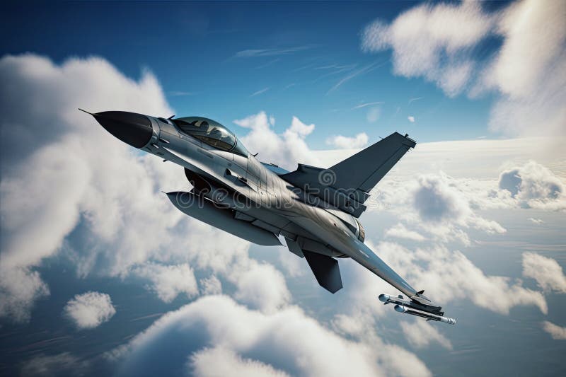 Fighter jet in the sky stock illustration. Illustration of aviation ...