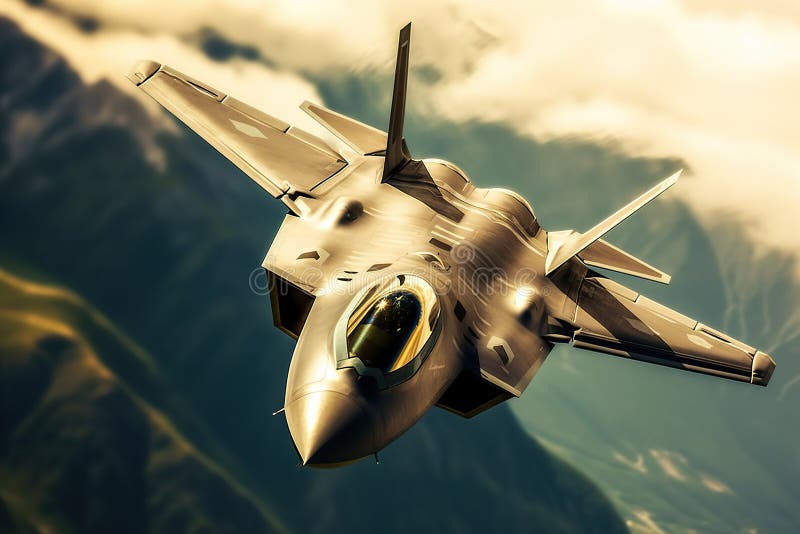 The Fighter Jet Slices through the Air, Its Engine Roaring with Power ...