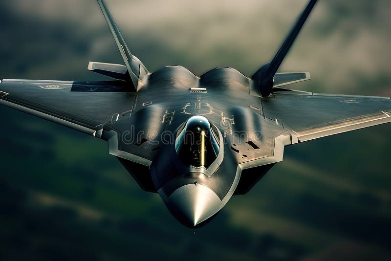 The Fighter Jet Slices through the Air, Its Engine Roaring with Power ...