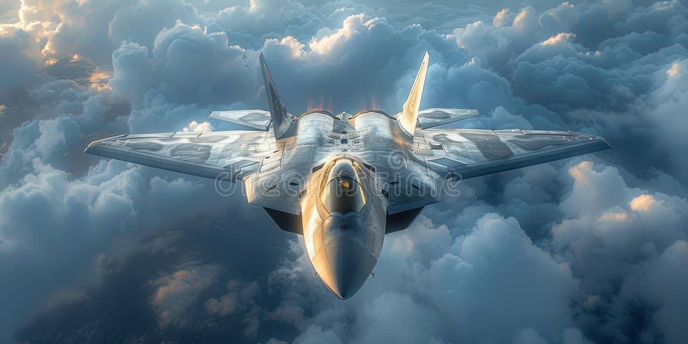 Fighter Jet Soaring Above the Clouds. Created by Generative Artificial ...