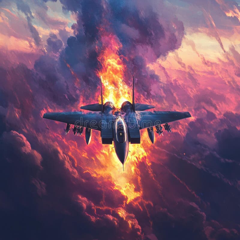 Fighter Jet Soaring Dramatic Sunset Skies High Speed Flight Stock ...
