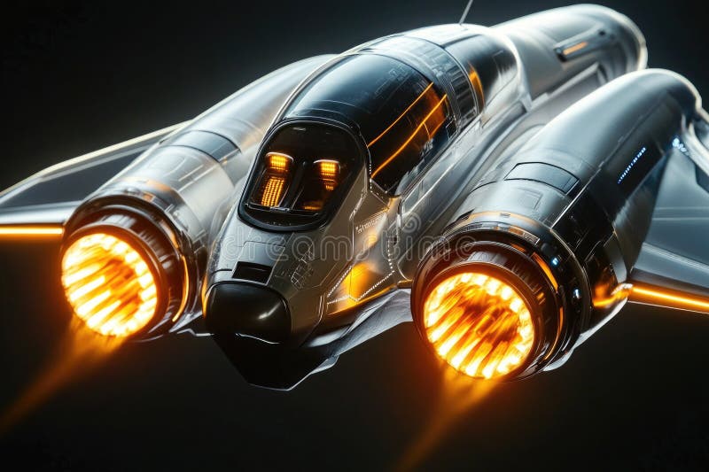 A Fighter Jet Soaring through the Sky with Its Lights Illuminated Stock ...