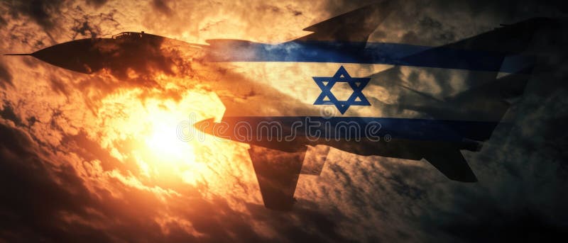 A Fighter Jet Soaring through the Sky with the Sun Shining Behind Stock ...