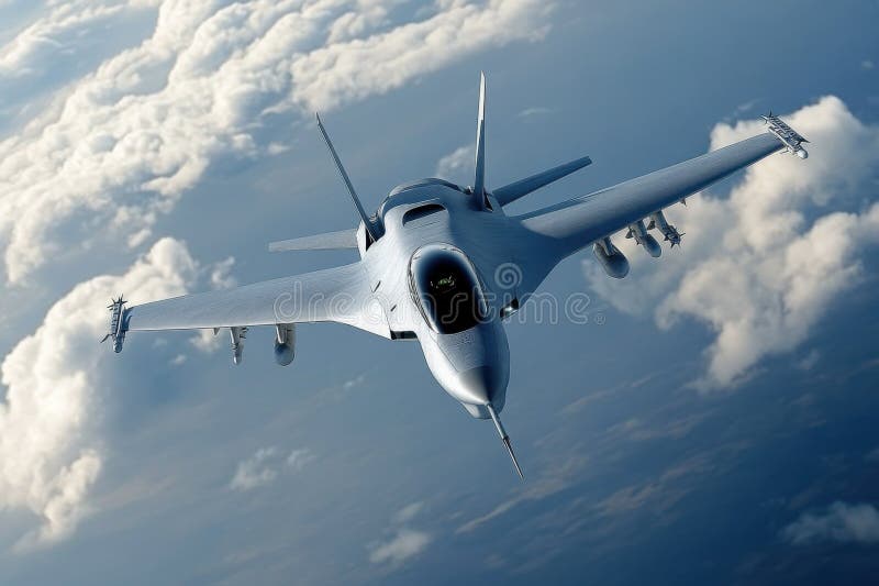 Fighter Jet Soars through Clouds during a Training Exercise in Bright ...