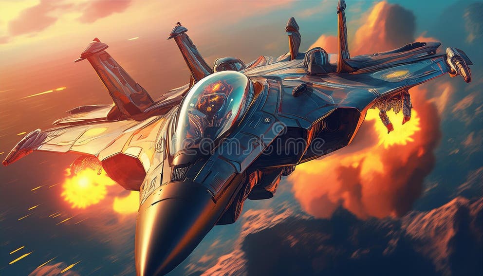 Fighter jet stock illustration. Illustration of poster - 363641143