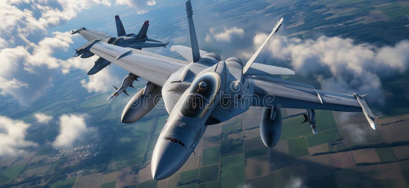 Fighter Jet. Two Planes Fighting in the Air Stock Illustration ...