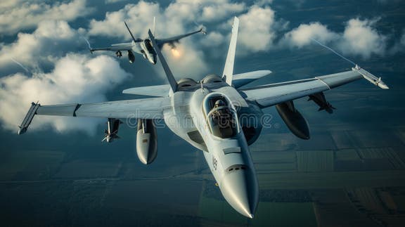 Fighter Jet. Two Planes Fighting in the Air Stock Illustration ...