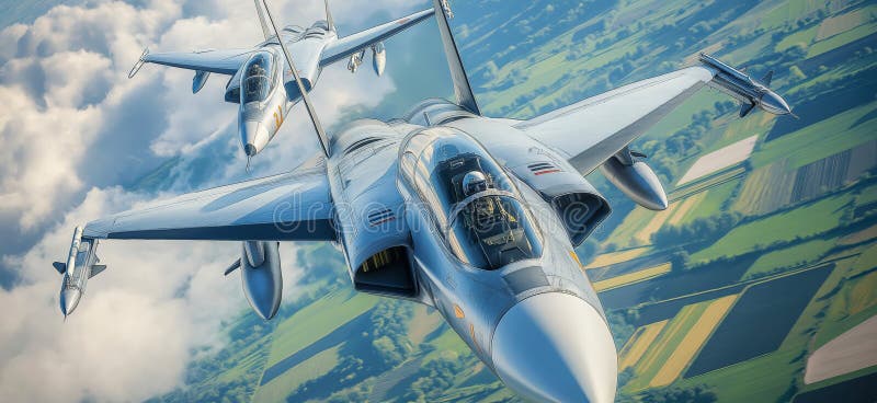 Fighter Jet. Two Planes Fighting in the Air Stock Illustration ...