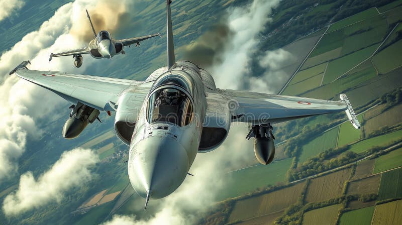 Fighter Jet. Two Planes Fighting in the Air Stock Illustration ...