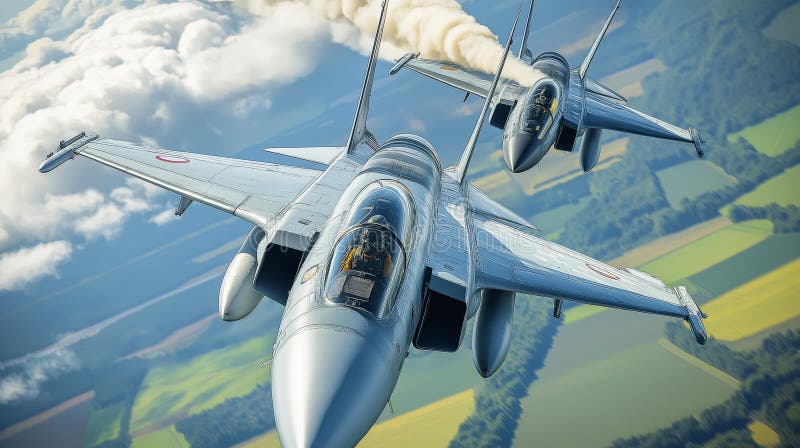 Fighter Jet. Two Planes Fighting in the Air Stock Illustration ...