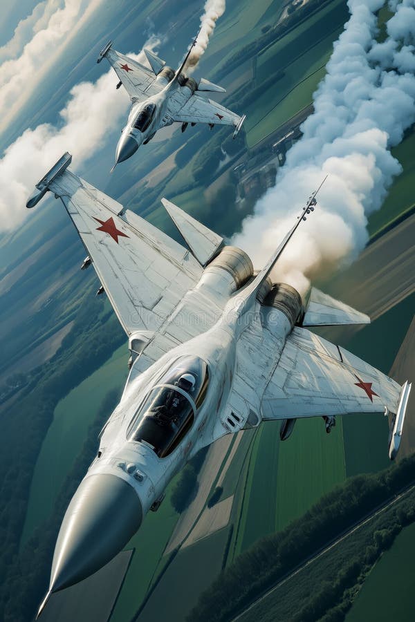 Fighter Jet. Two Planes Fighting in the Air Stock Illustration ...