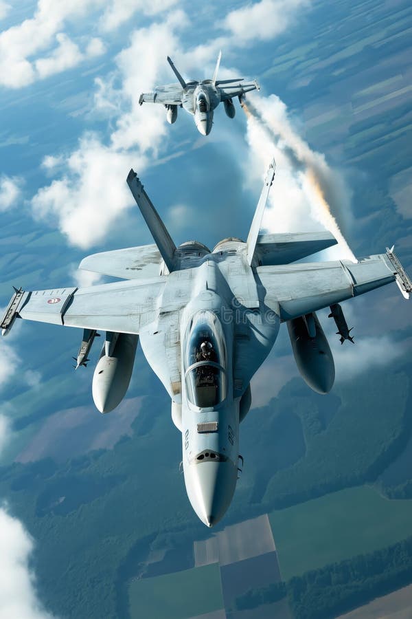 Fighter Jet. Two Planes Fighting in the Air Stock Illustration ...