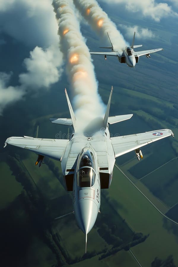 Fighter Jet. Two Planes Fighting in the Air Stock Illustration ...