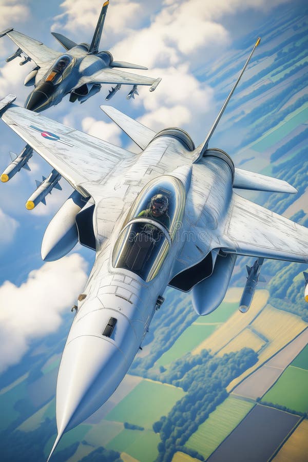 Fighter Jet. Two Planes Fighting in the Air Stock Illustration ...