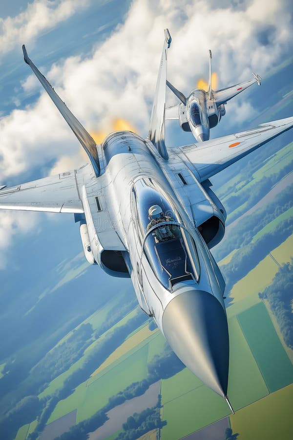 Fighter Jet. Two Planes Fighting in the Air Stock Illustration ...