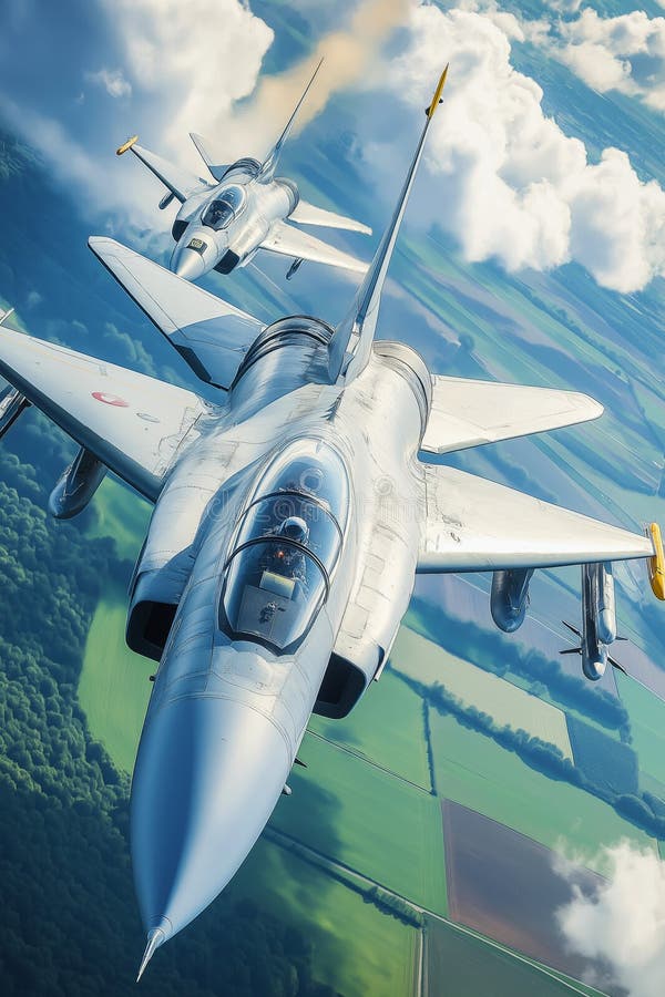 Fighter Jet. Two Planes Fighting in the Air Stock Illustration ...