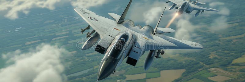 Fighter Jet. Two Planes Fighting in the Air Stock Illustration ...