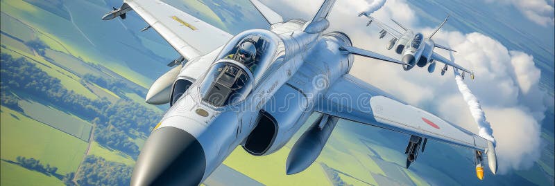 Fighter Jet. Two Planes Fighting in the Air Stock Illustration ...